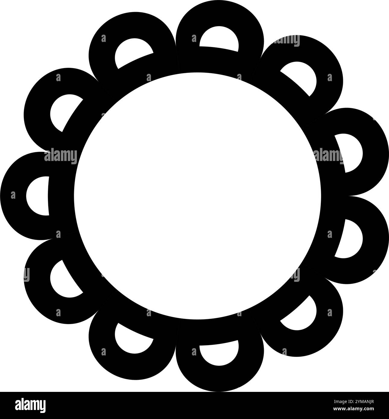 Scalloped edge circle frame. Simple round scalloped border. Fabric lace ...