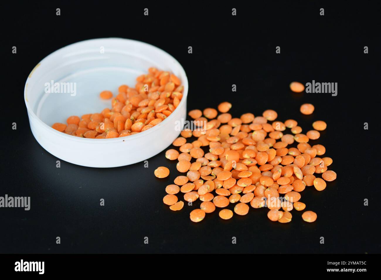 Healthy food, healthy food products. Ripe grains orange lentil seeds ...