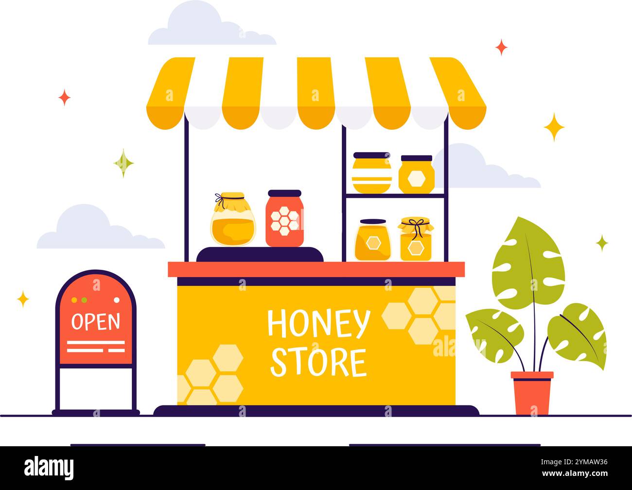 Honey Store Vector Illustration Featuring Natural Products Such as Jars ...