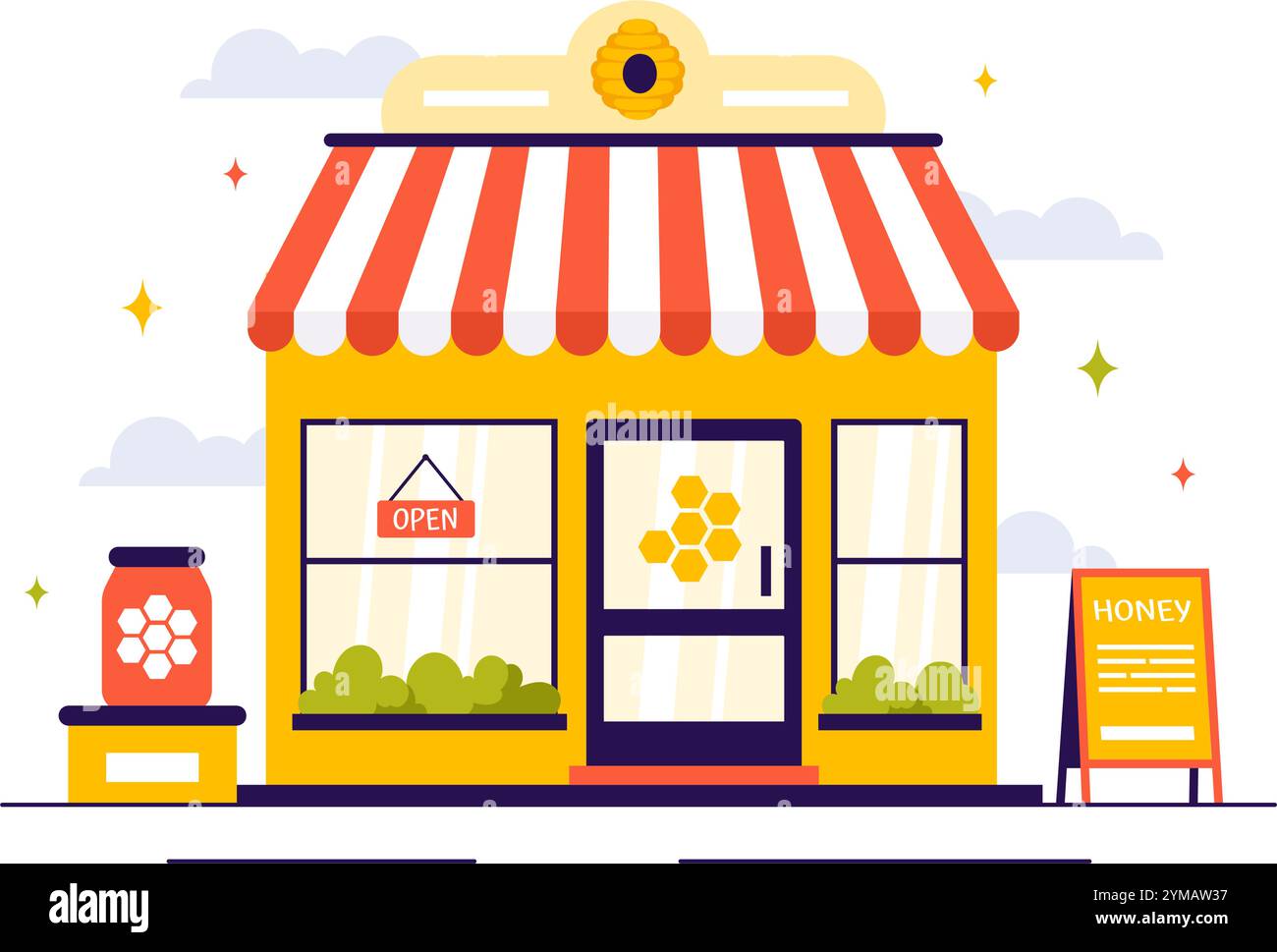 Honey Store Vector Illustration Featuring Natural Products Such as Jars ...