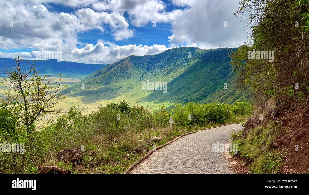 On our way down to the amazing Ngorongoro Crater in Tanzania Stock ...