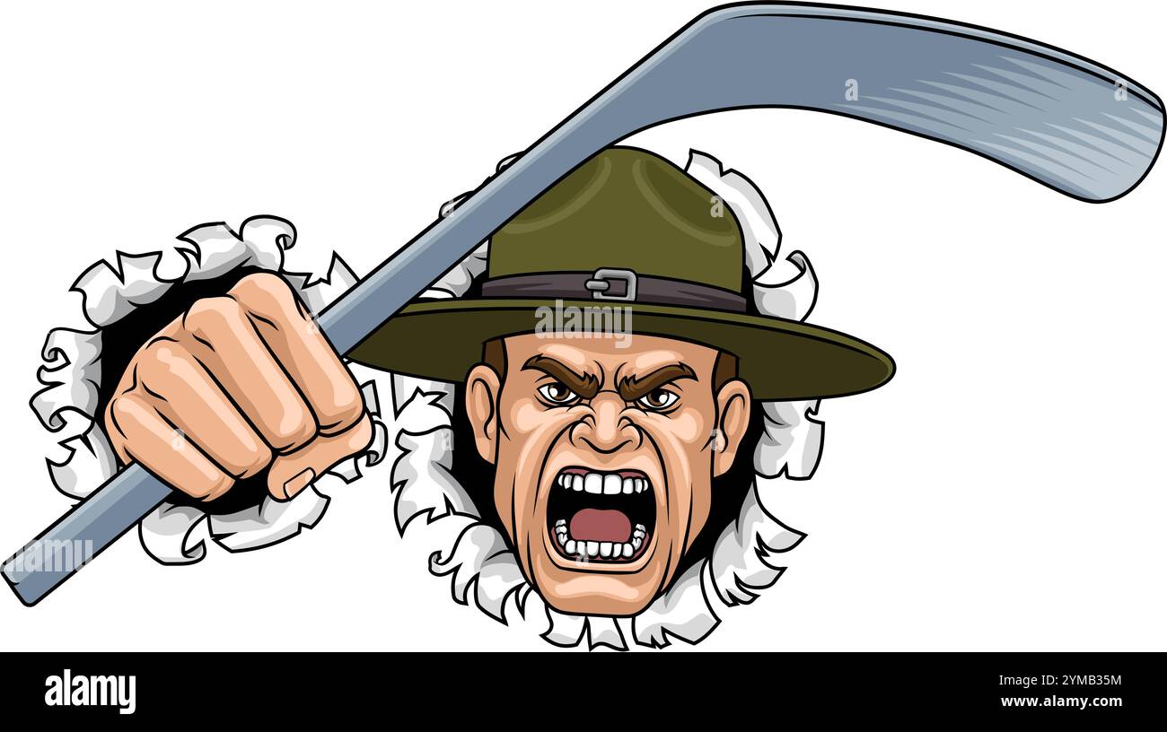 Drill Instructor Sergeant Ice Hockey Sports Mascot Stock Vector Image ...