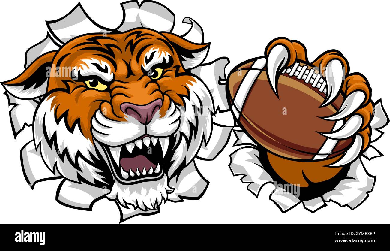 Tiger American Football Sports Team Animal Mascot Stock Vector Image ...