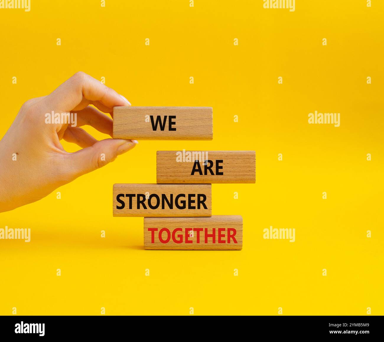 We are stronger together symbol. Wooden blocks with words We are ...