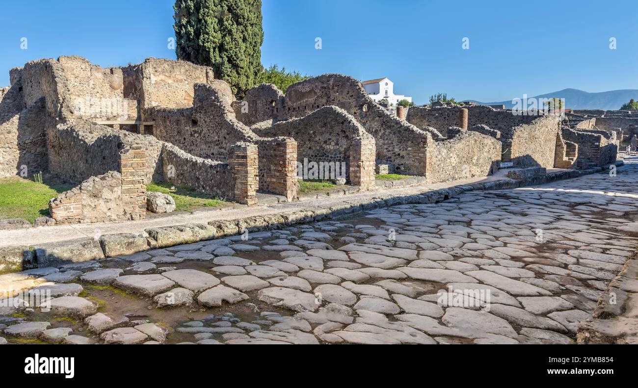 Empty cobblestone street in the ruins of Pompeji, Italy Stock Photo - Alamy
