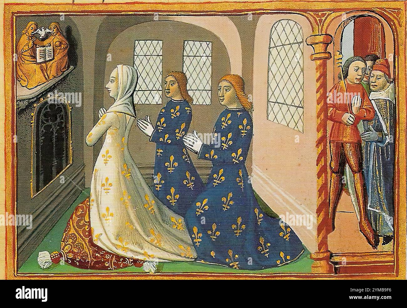 7418. worshiping the Trinity - French Manuscript late 15th C Stock ...