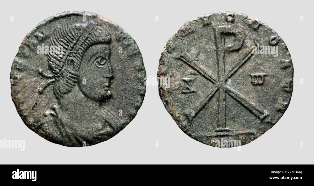 7472. Bronze coin dating 353 AD, with the head of Constantius II ...