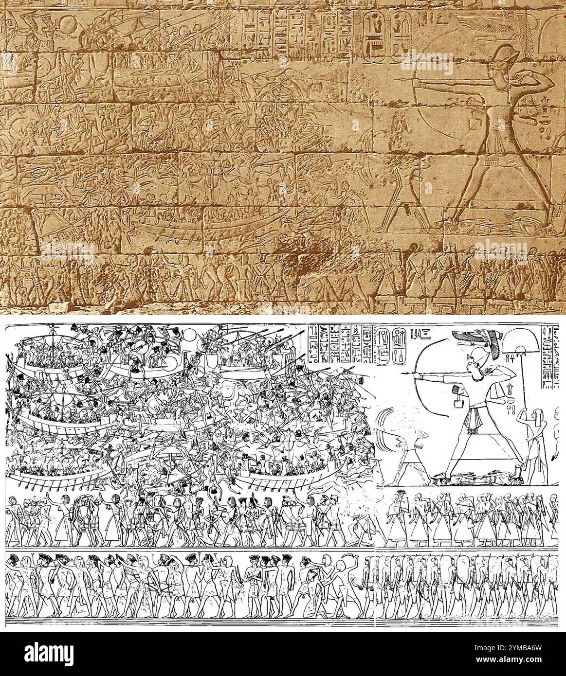 3453. THE NAVAL BATTLE OF RAMSES III. WITH THE SEA PEOPLE. THE EGYPTIAN ...