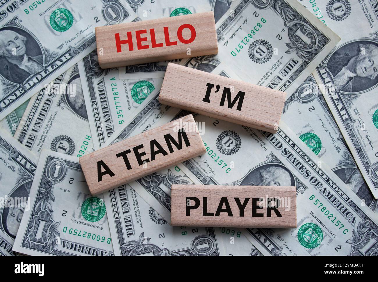 Hello I am a team player symbol. Concept words Hello I am a team player ...