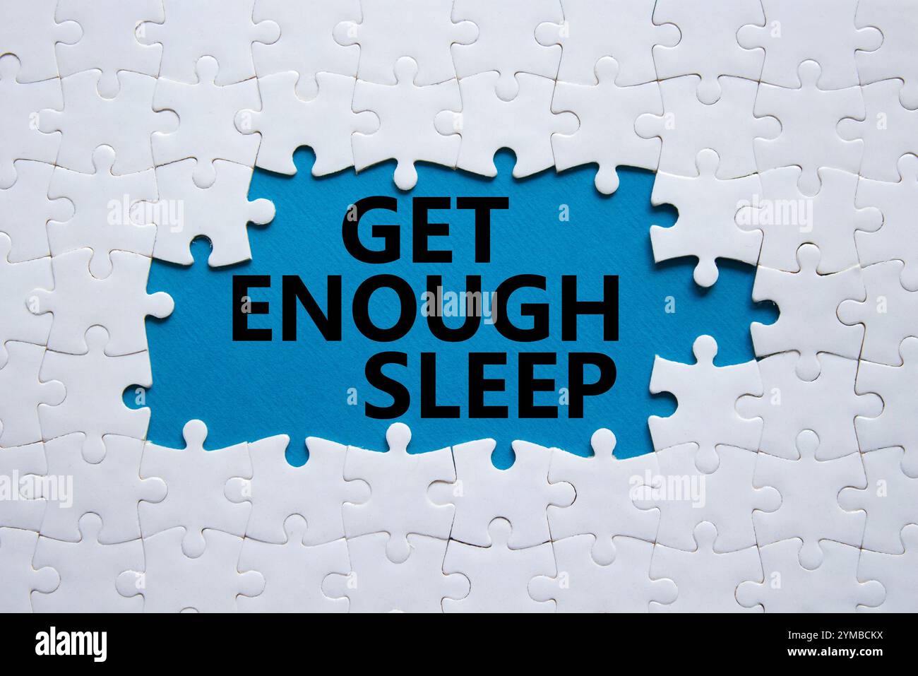 Get enough sleep symbol. White puzzle with words Get enough sleep ...