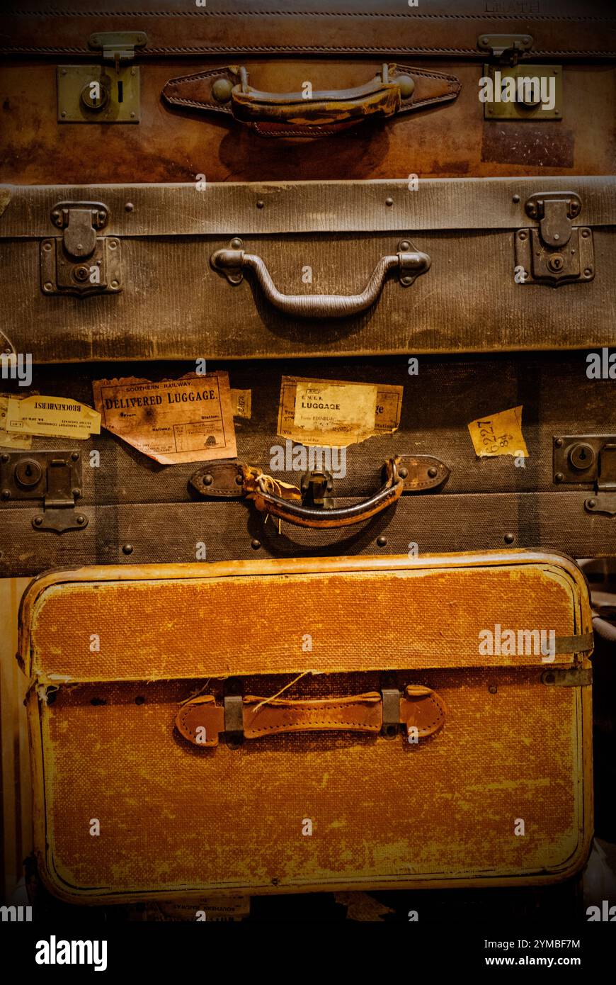 A pile of vintage suitcases at the Milestones living history museum ...