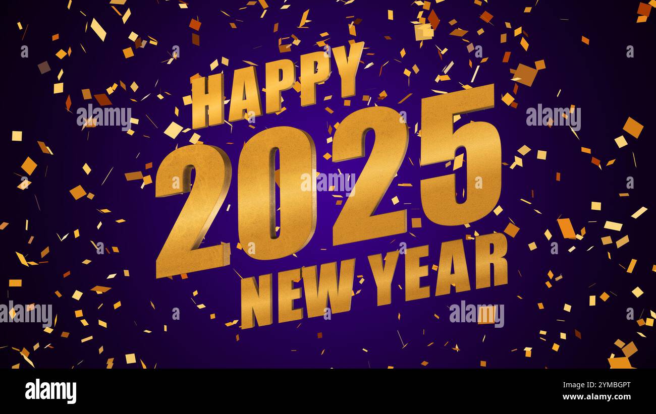 Happy 2025 New Year with Confetti blast Stock Photo - Alamy