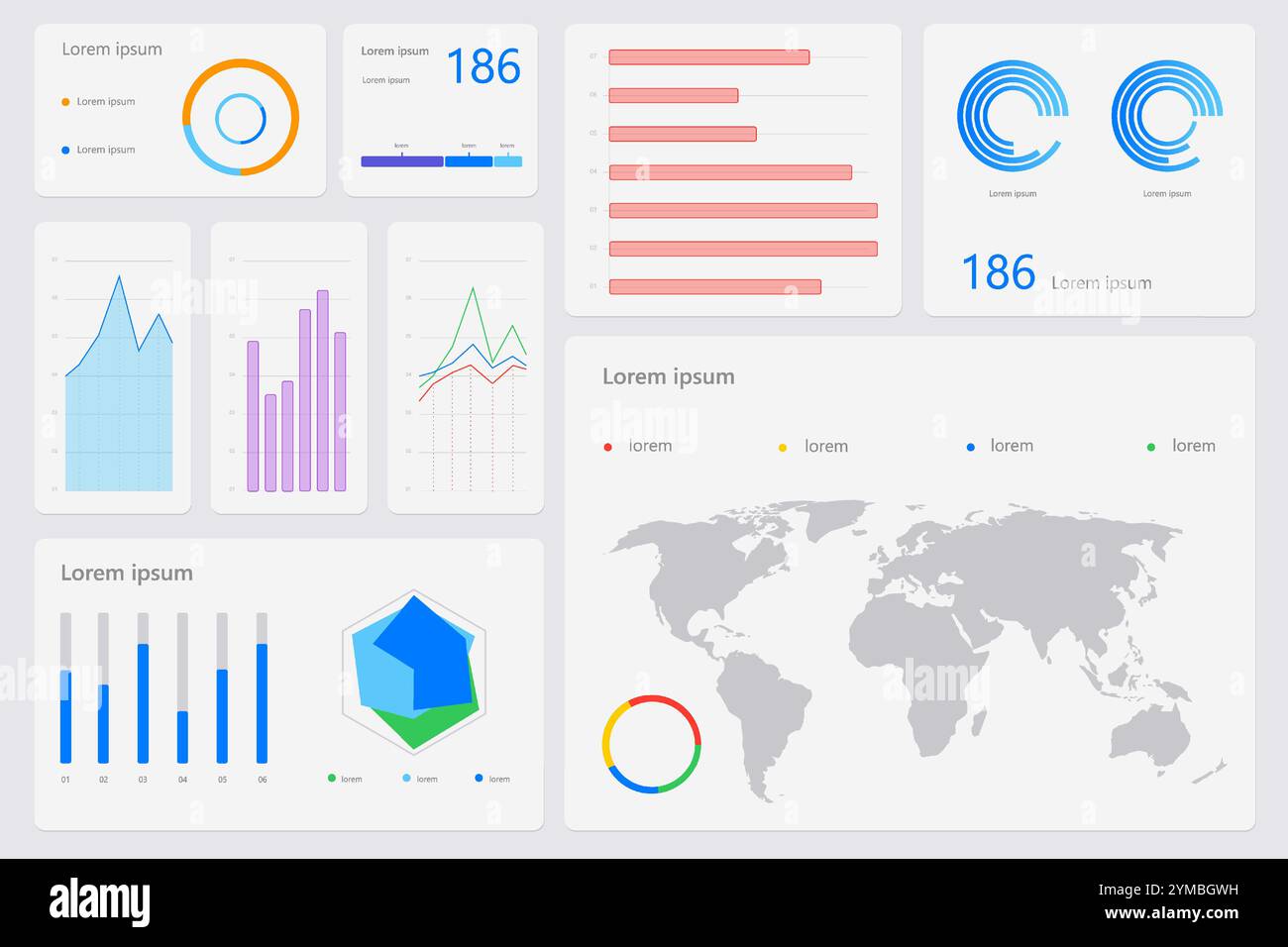 Financial dashboard featuring global data visualizations, bar charts, line graphs, and ...