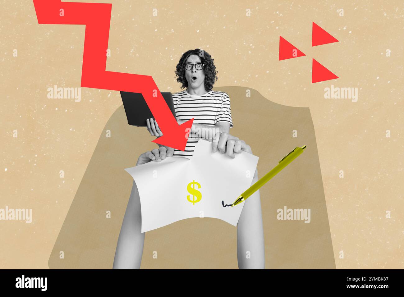 Composite artwork collage of office manager omg face guy work laptop ...