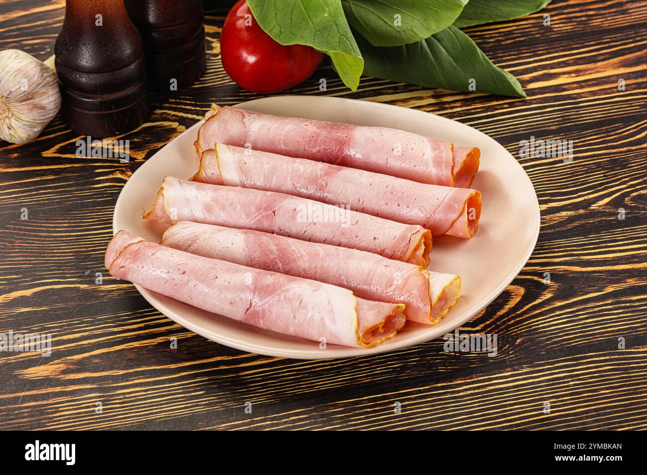 Italian sausage Prosciutto cotto ham appetizer Stock Photo - Alamy
