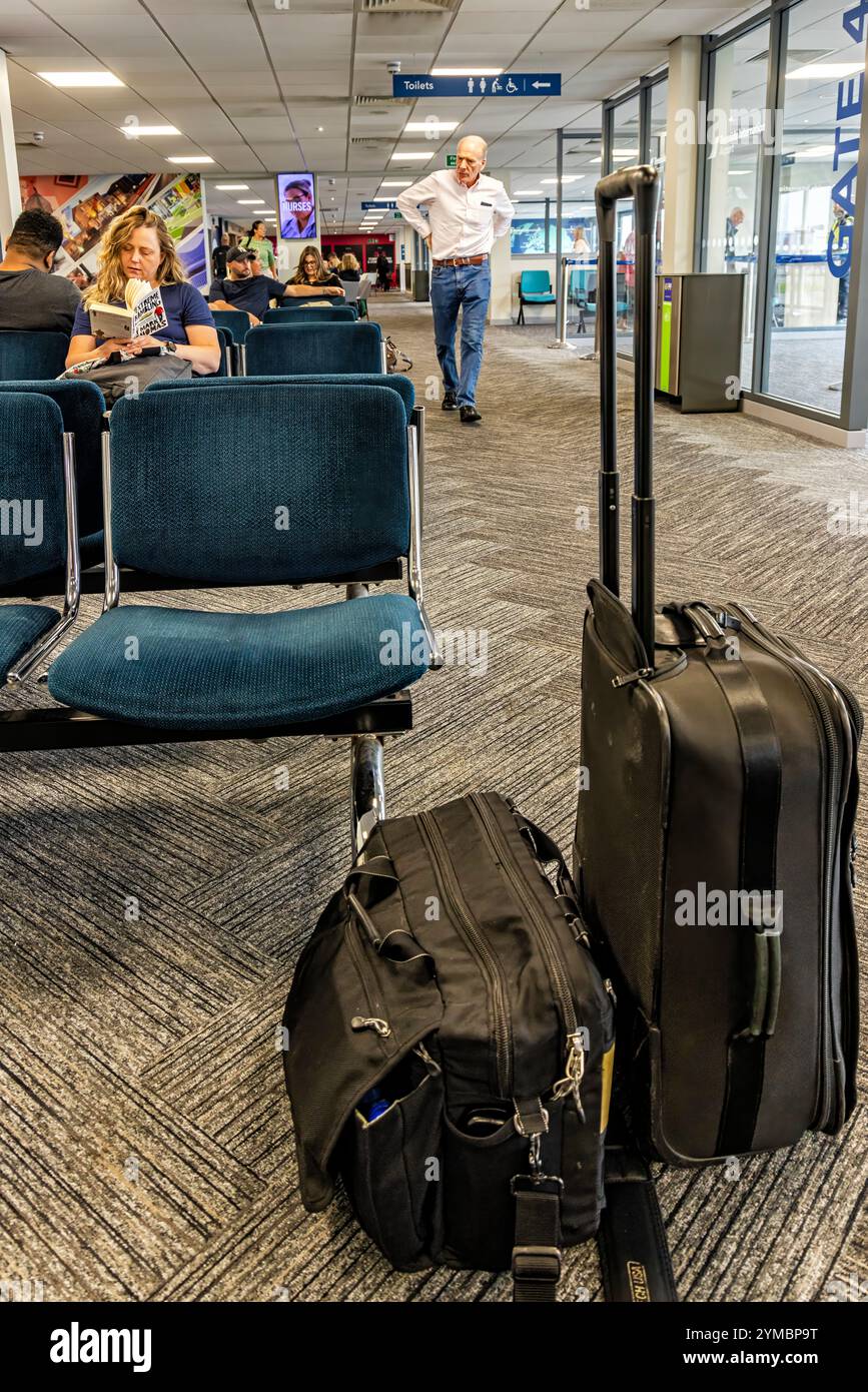 Departure lounge, passengers, Teesside International Airport, Darlington, County Durham, England ...