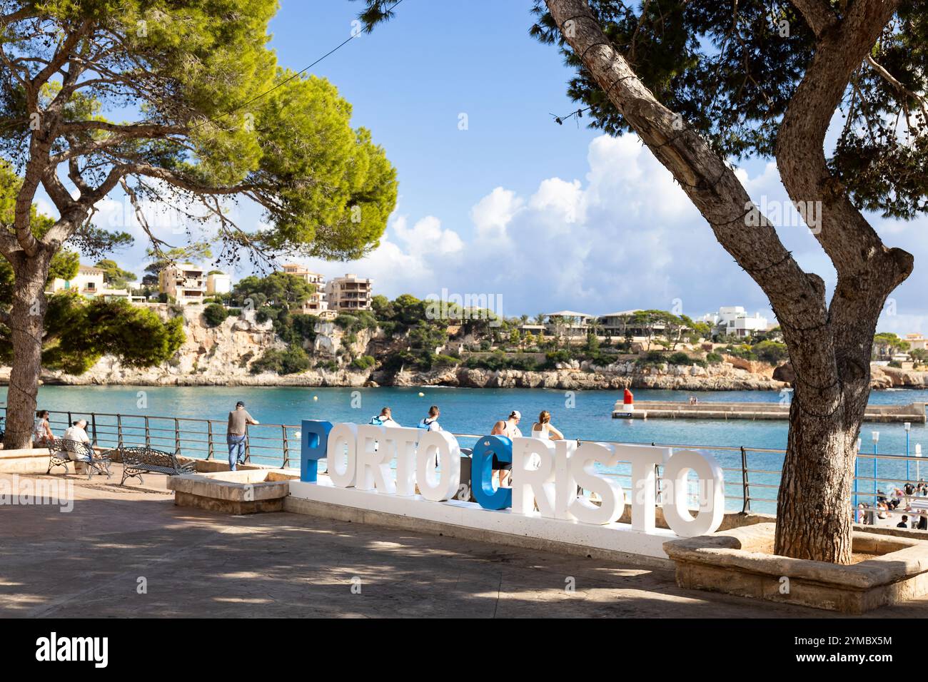 General view of the coastal town of Porto Cristo in the north of ...