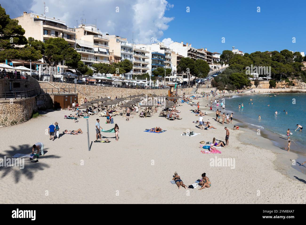 General view of the coastal town of Porto Cristo in the north of ...