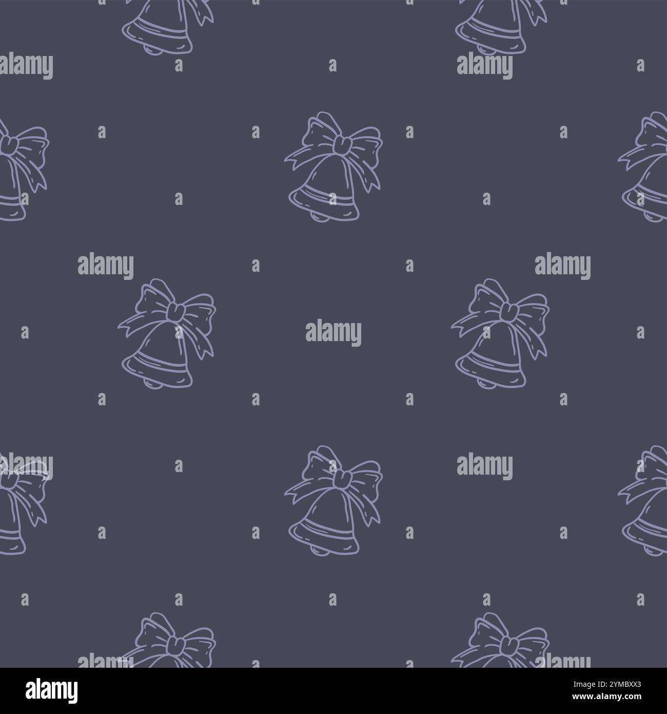 Christmas and New Year seamless pattern with bells. Dark background ...