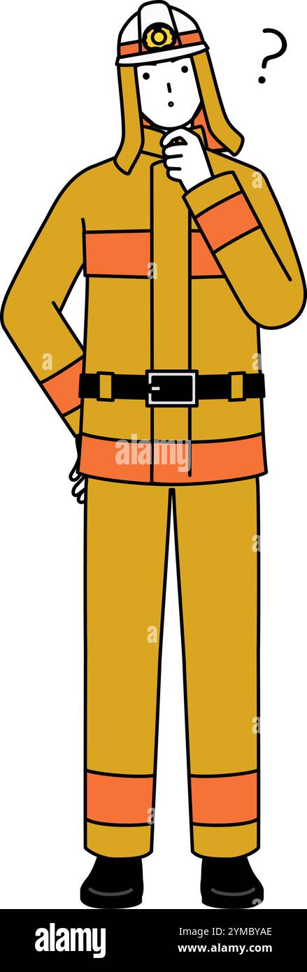 Firefighter in fire uniform nodding his head in question, Vector ...