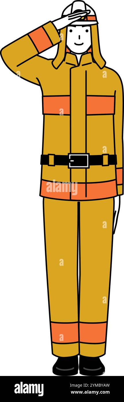 Firefighter in fire uniform making a salute, Vector Illustration Stock ...