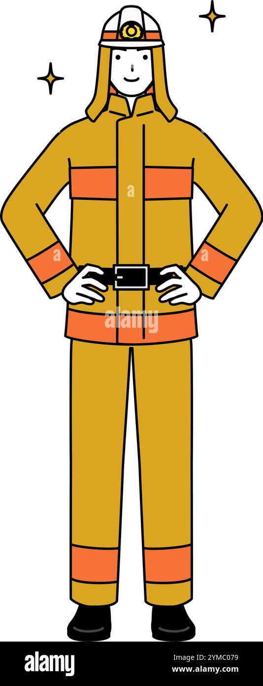 Firefighter in fire uniform with his hands on his hips, Vector ...