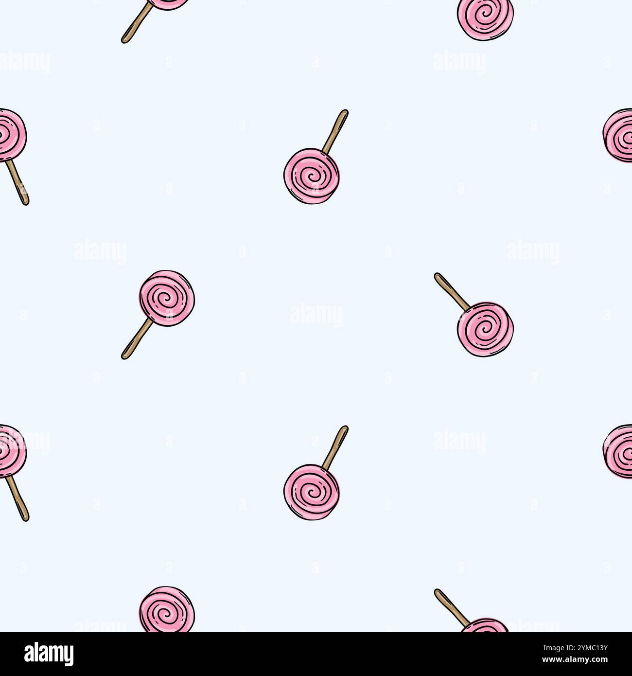 Vector seamless pattern with round lollipops. New Year and Christmas ...