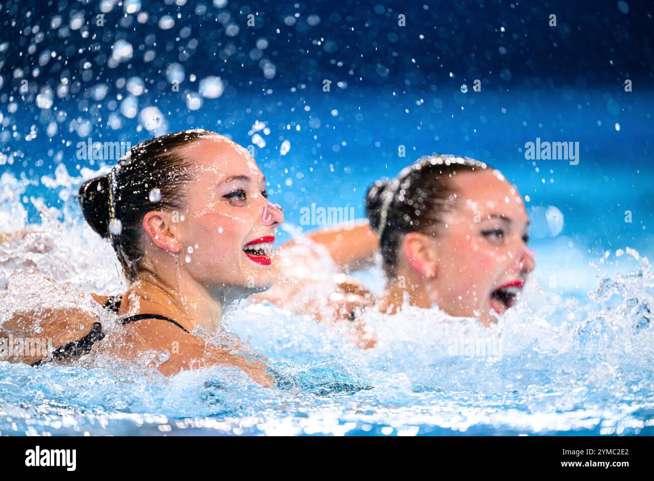 PARIS, FRANCE - 9 AUGUST, 2024: ALEKSIIVA Maryna, ALEKSIIVA Vladyslava ...