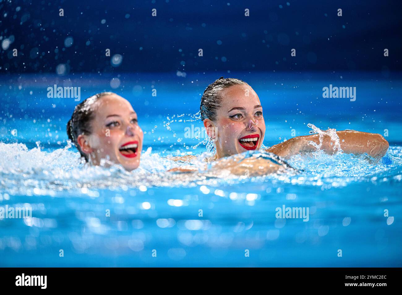 PARIS, FRANCE - 9 AUGUST, 2024: ALEKSIIVA Maryna, ALEKSIIVA Vladyslava ...