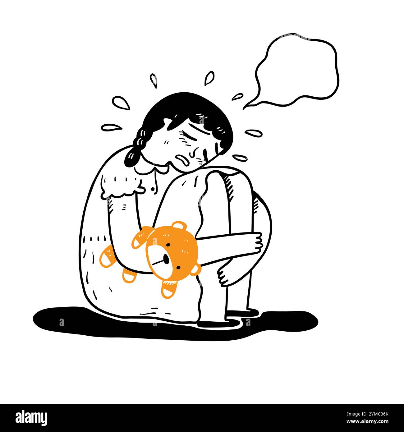 Concept of sadness, nostalgia, loss, Hand draw Vector illustration ...