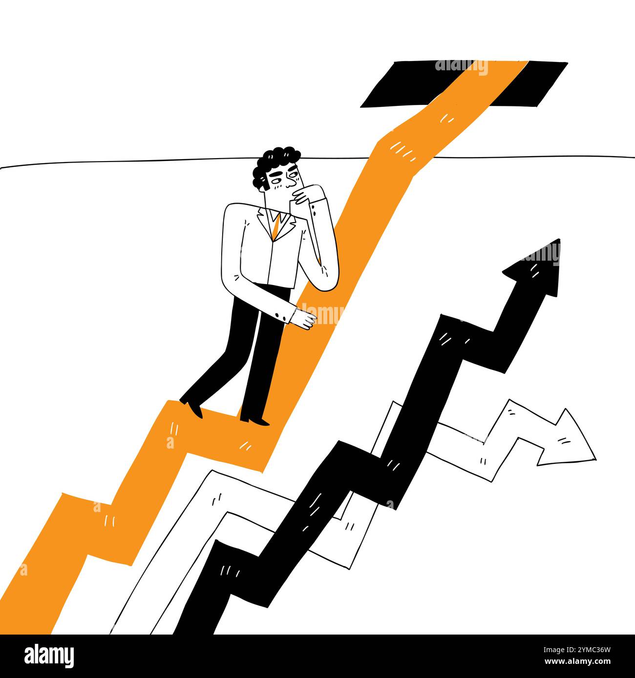 Businessman climbing graph line, business concept, success, challenge ...