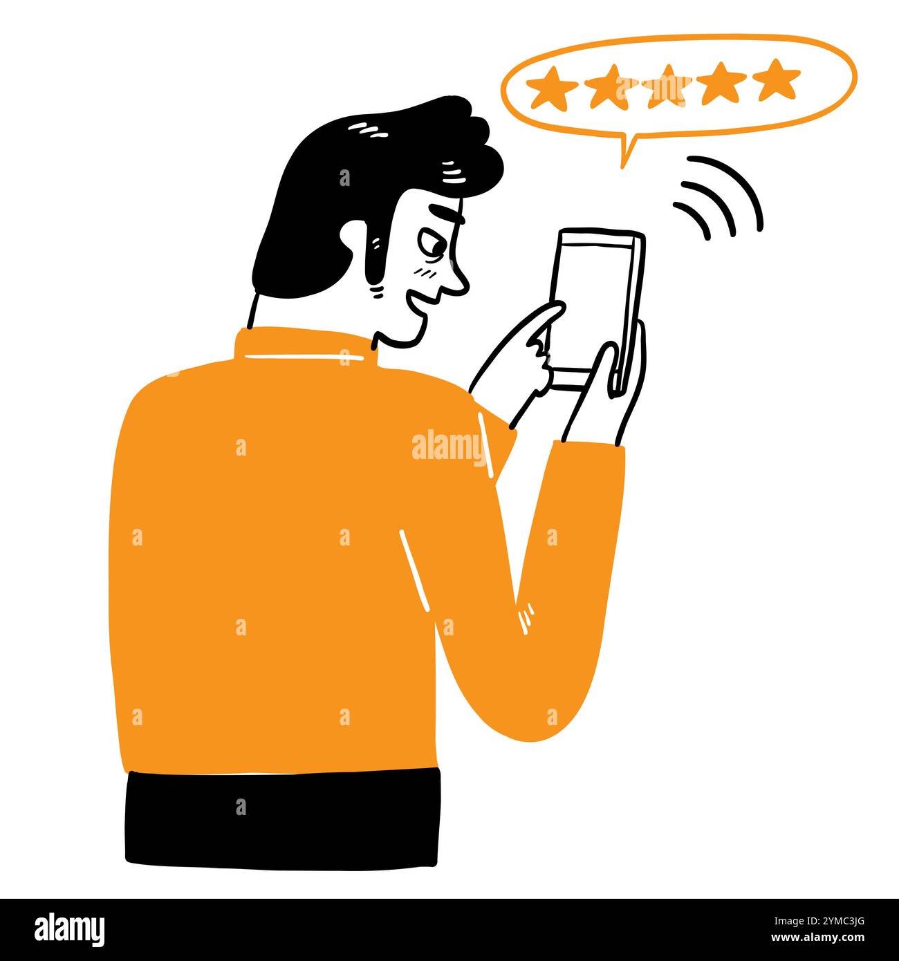 The man using the phone, Hand draw Vector illustration doodle style ...
