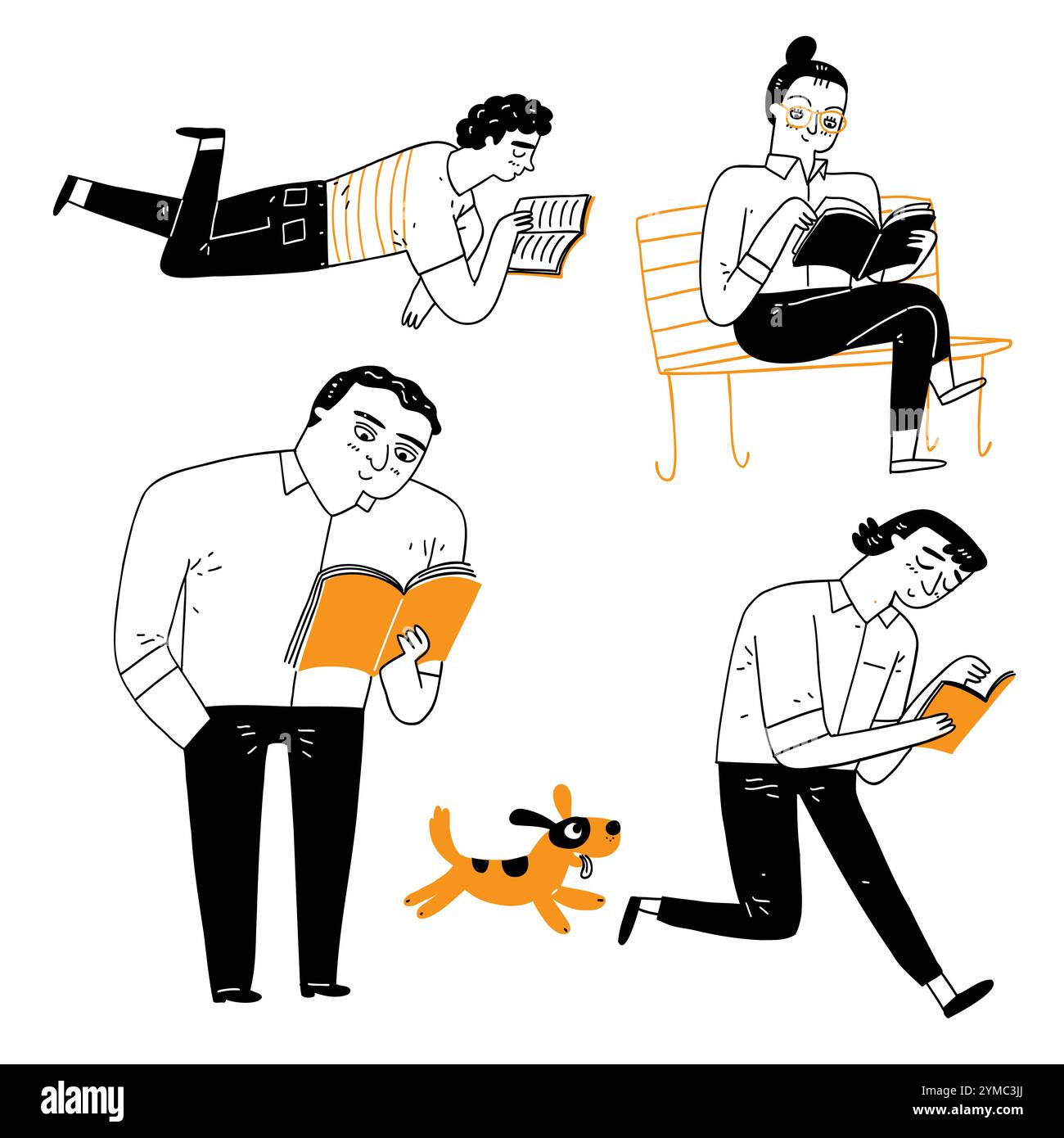 Expressing the personality of the people reading the book. Vector ...