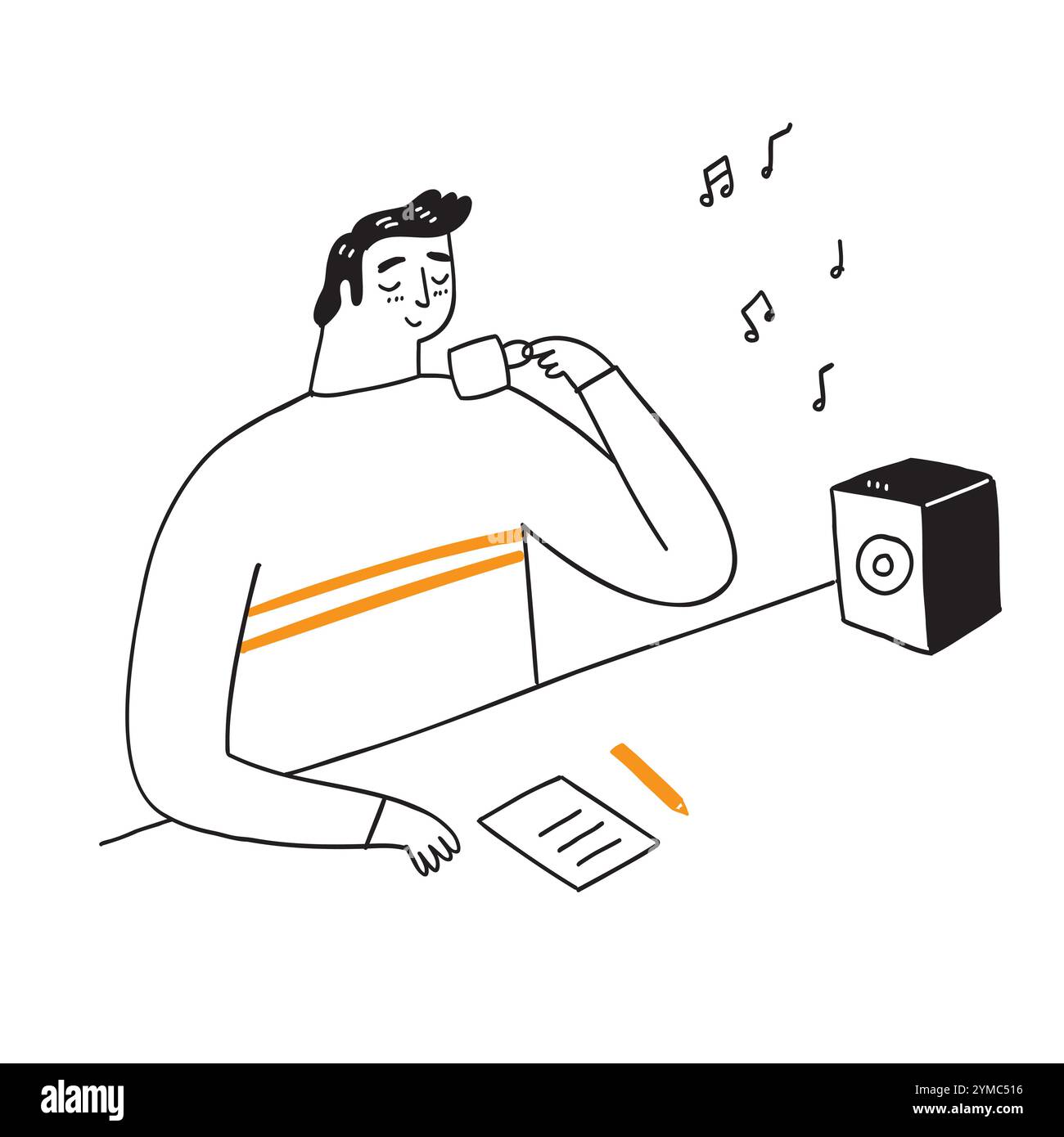 At coffee time, a young man sits and thinks about work. enjoy the music ...