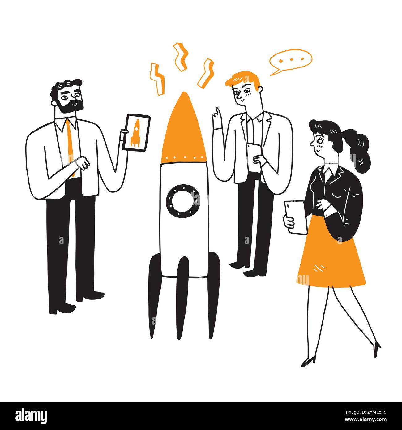 Startup concept businessmen or geniuses work together to create results ...