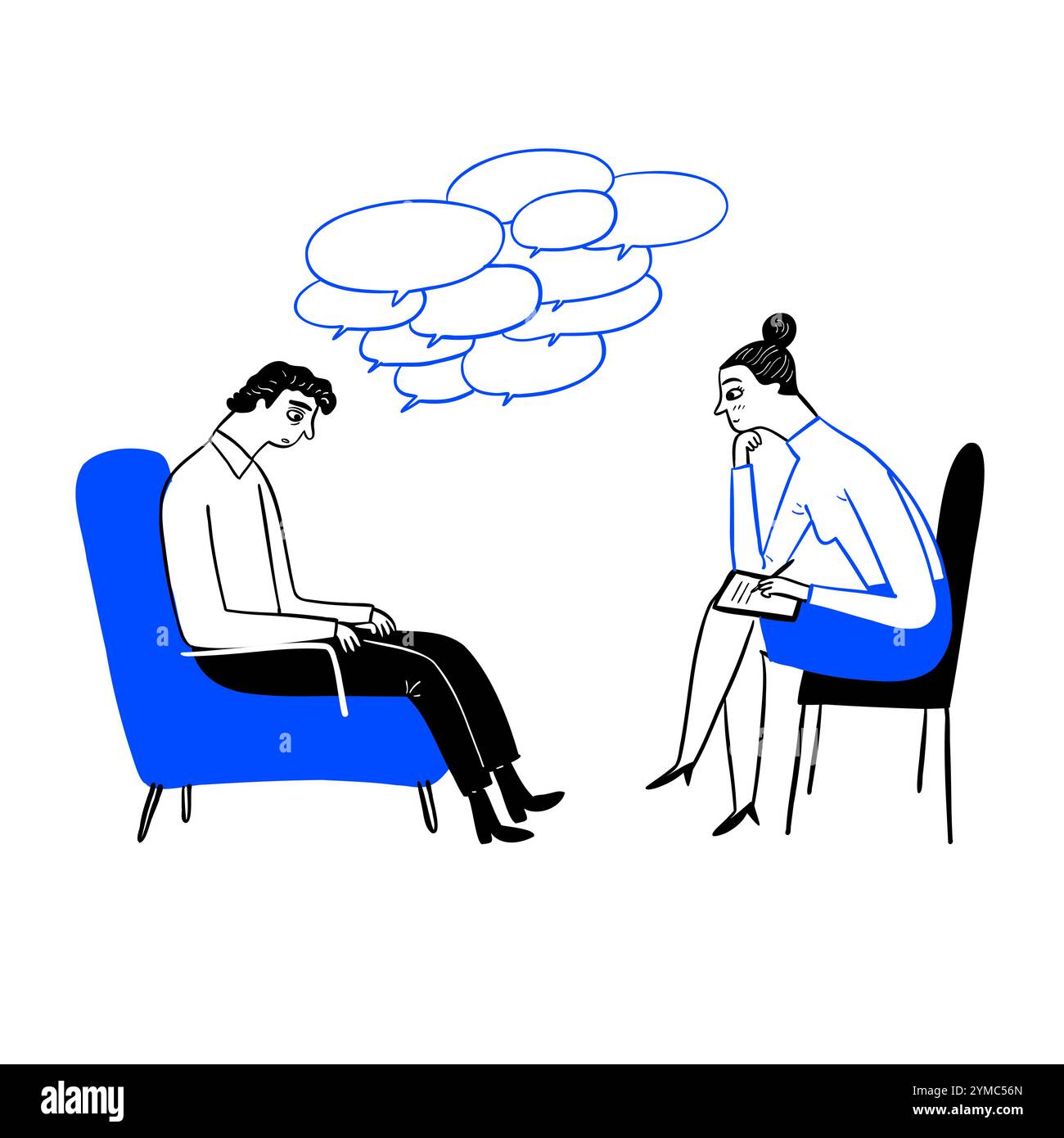 Psychotherapy. Woman psychologist with tangled and untangled brain ...