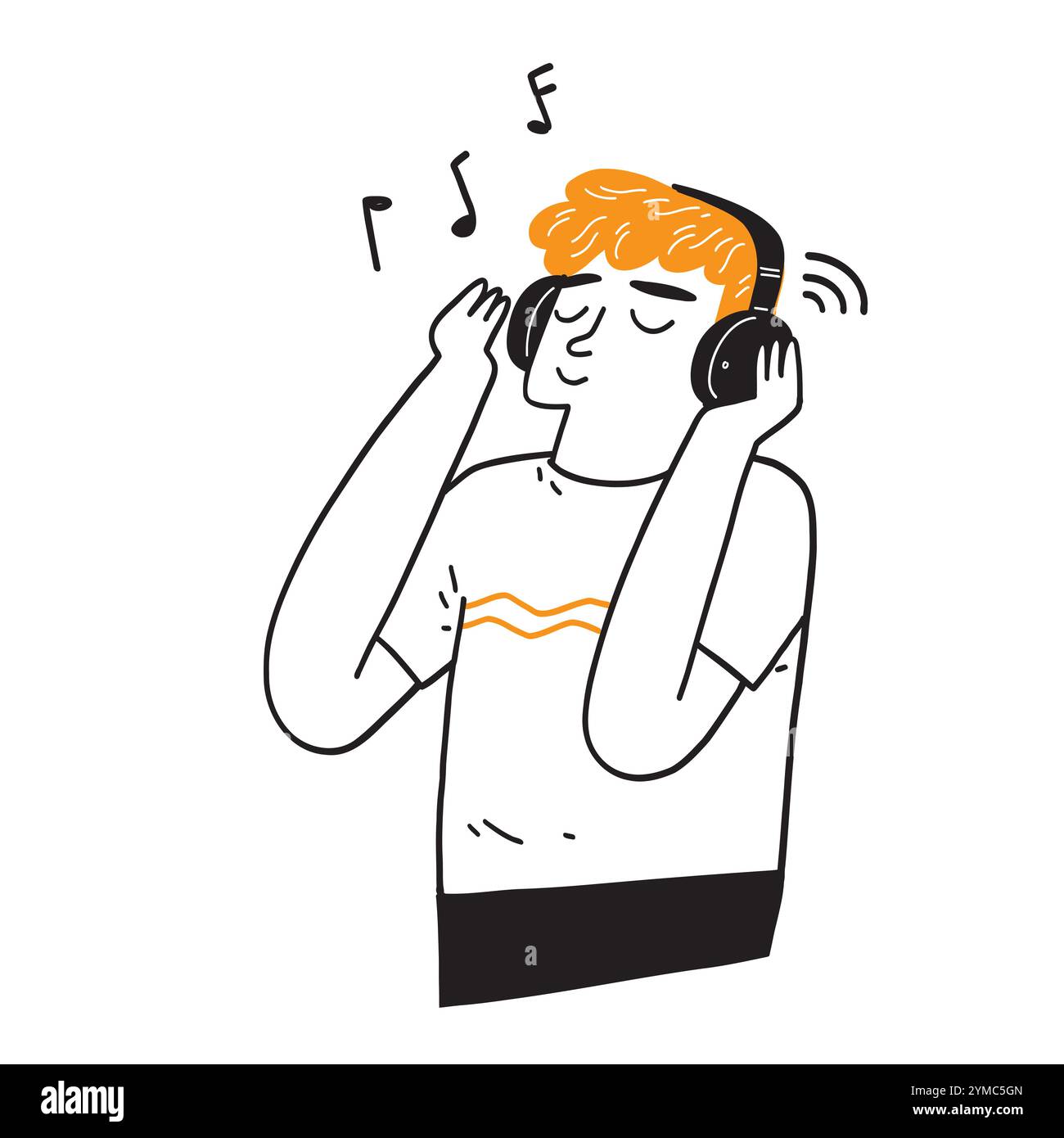 Man Listening To Music Drawing