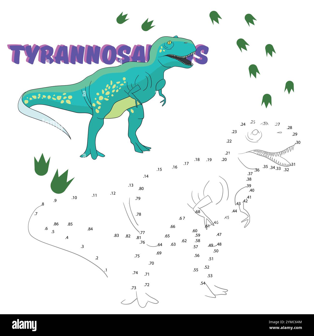 Educational game connect dots to draw dinosaur Stock Vector Image & Art ...