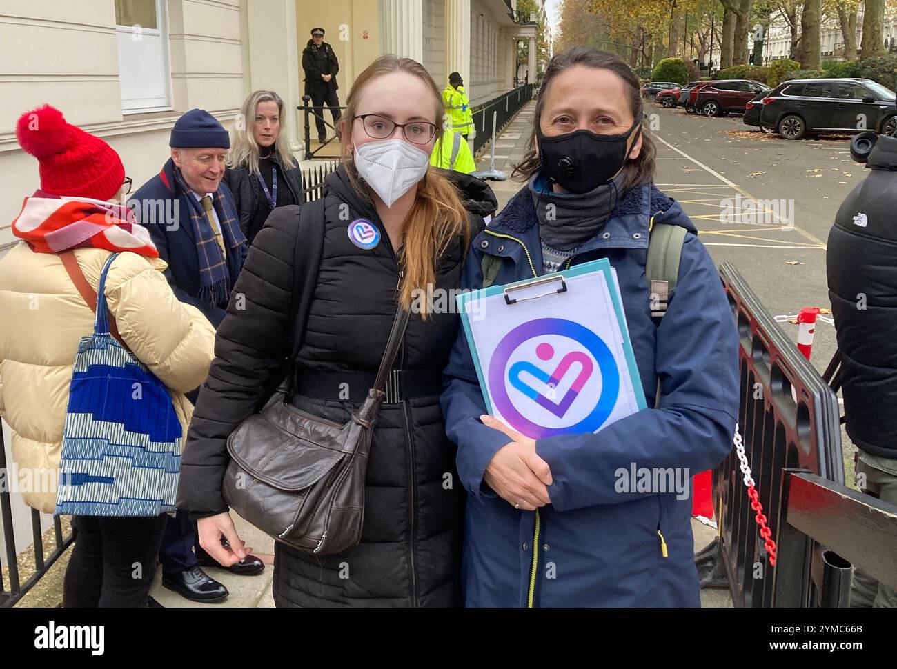 Andrea Barrett (left) and Sarah Steven outside Dorland House in London ...