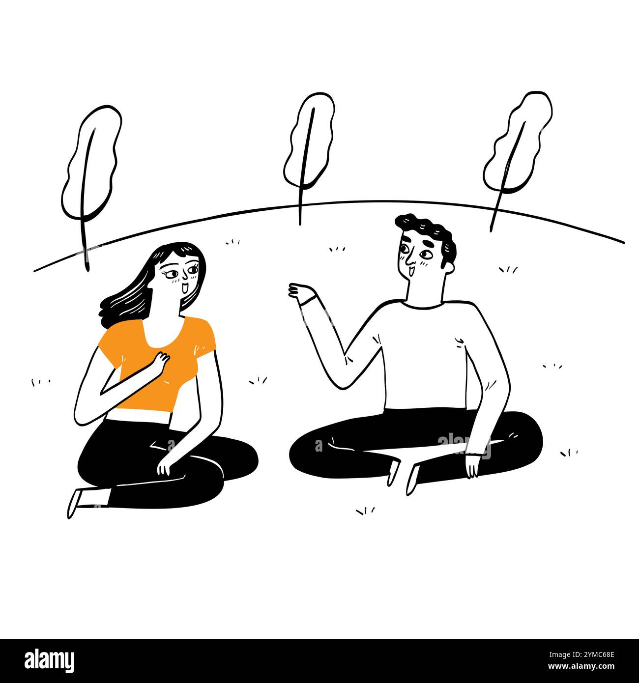 Friends park talking male and female Stock Vector Images - Alamy