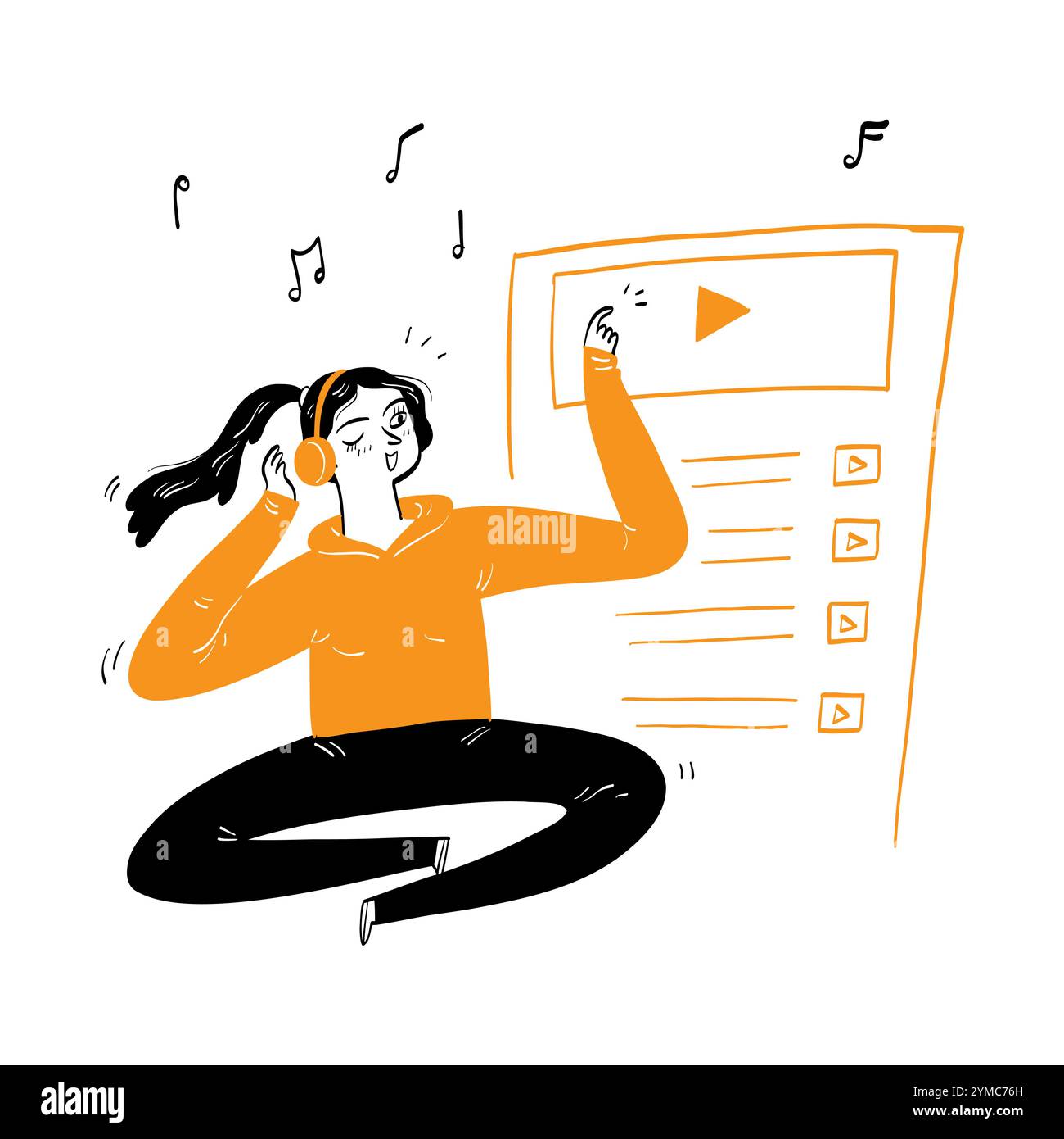 Headphones relax woman phone Stock Vector Images - Alamy