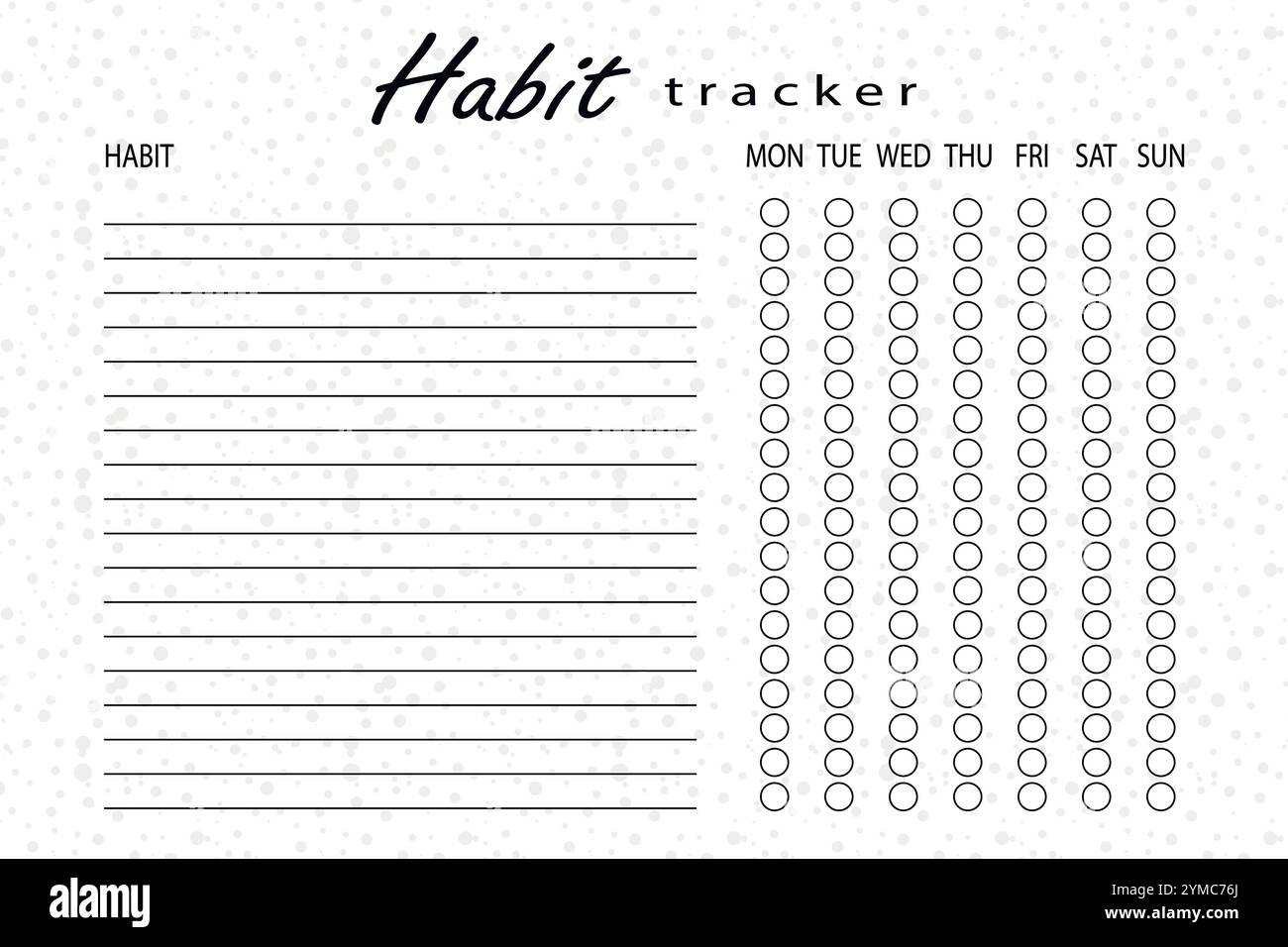 Habit tracker for WEEK. Template mockup. Vector personal organizer ...