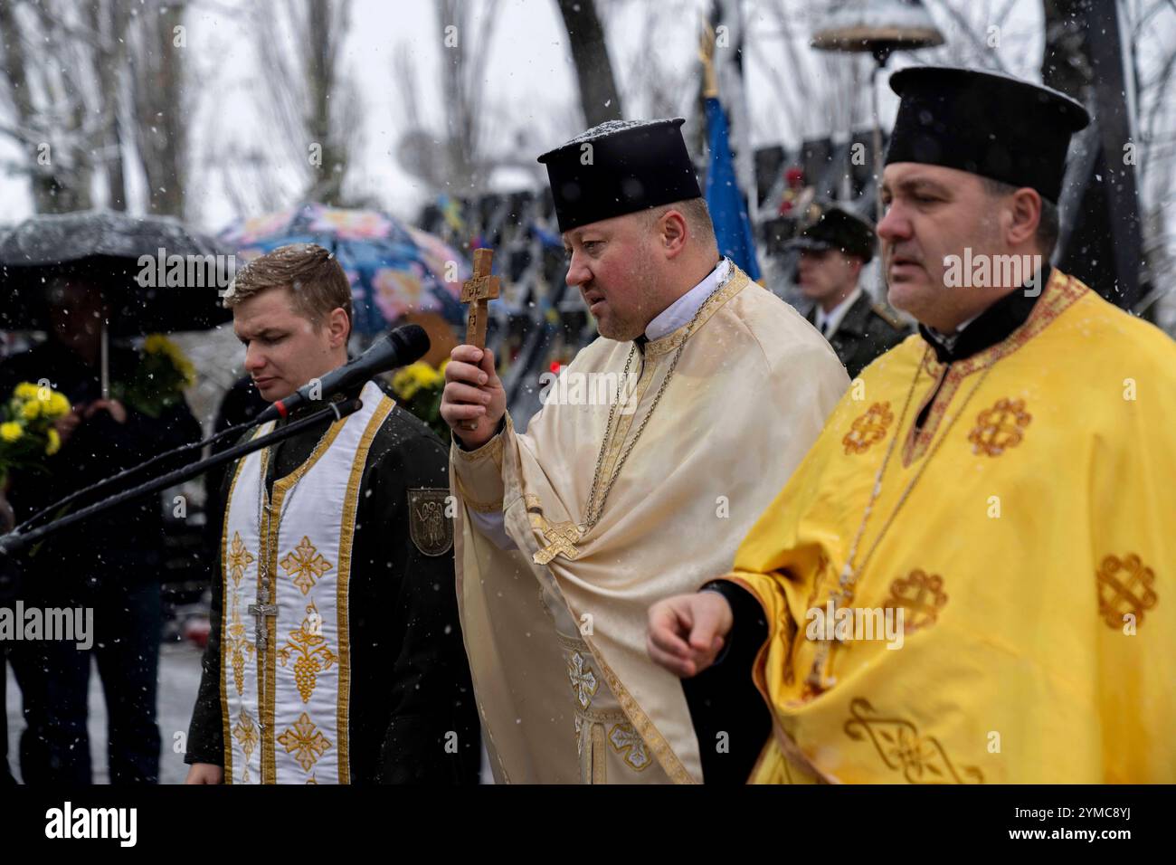 Orthodox priests at commemoration of the Day of Dignity and Freedom. An ...