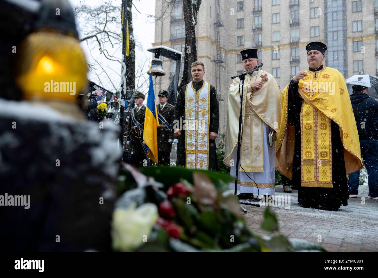 Orthodox priests at commemoration of the Day of Dignity and Freedom. An ...