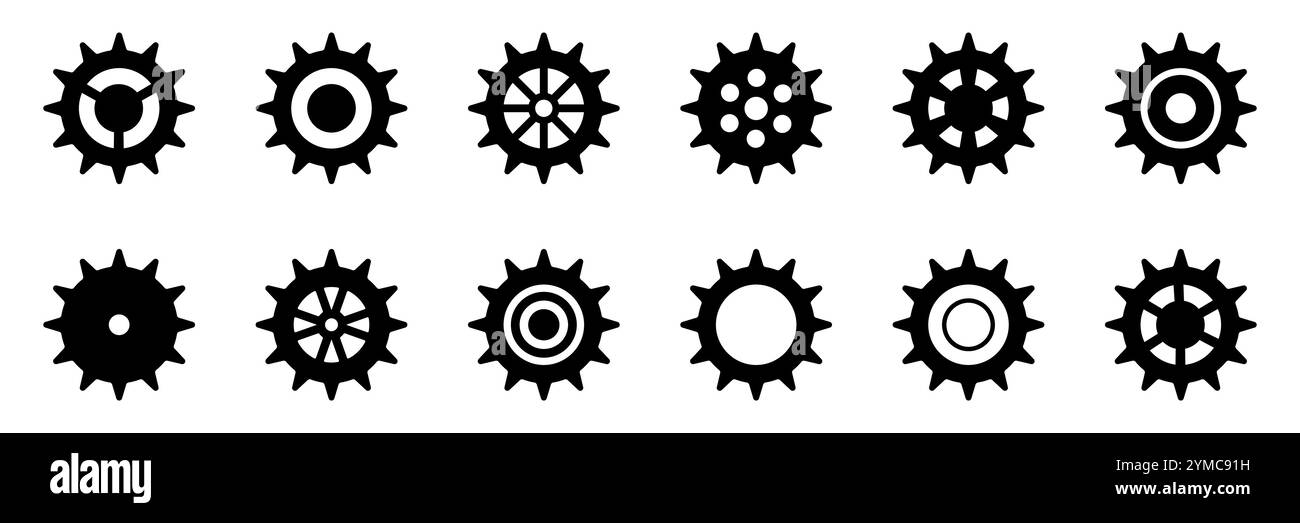 Gears icon set. Setting gears icon. Collection of mechanical cogwheels. Simple Gear wheel ...
