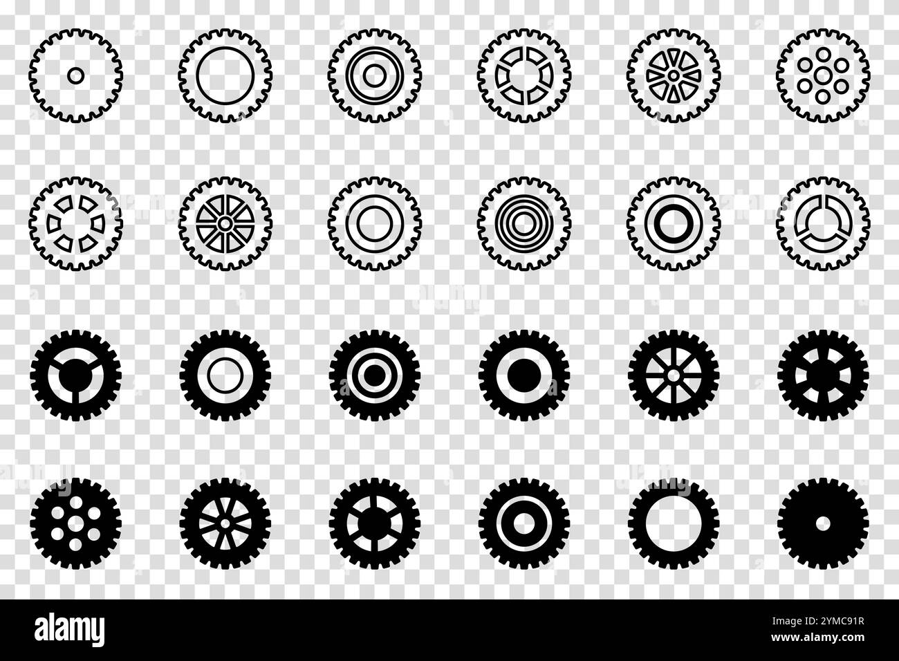Gears icon set. Setting gears icon. Collection of mechanical cogwheels ...