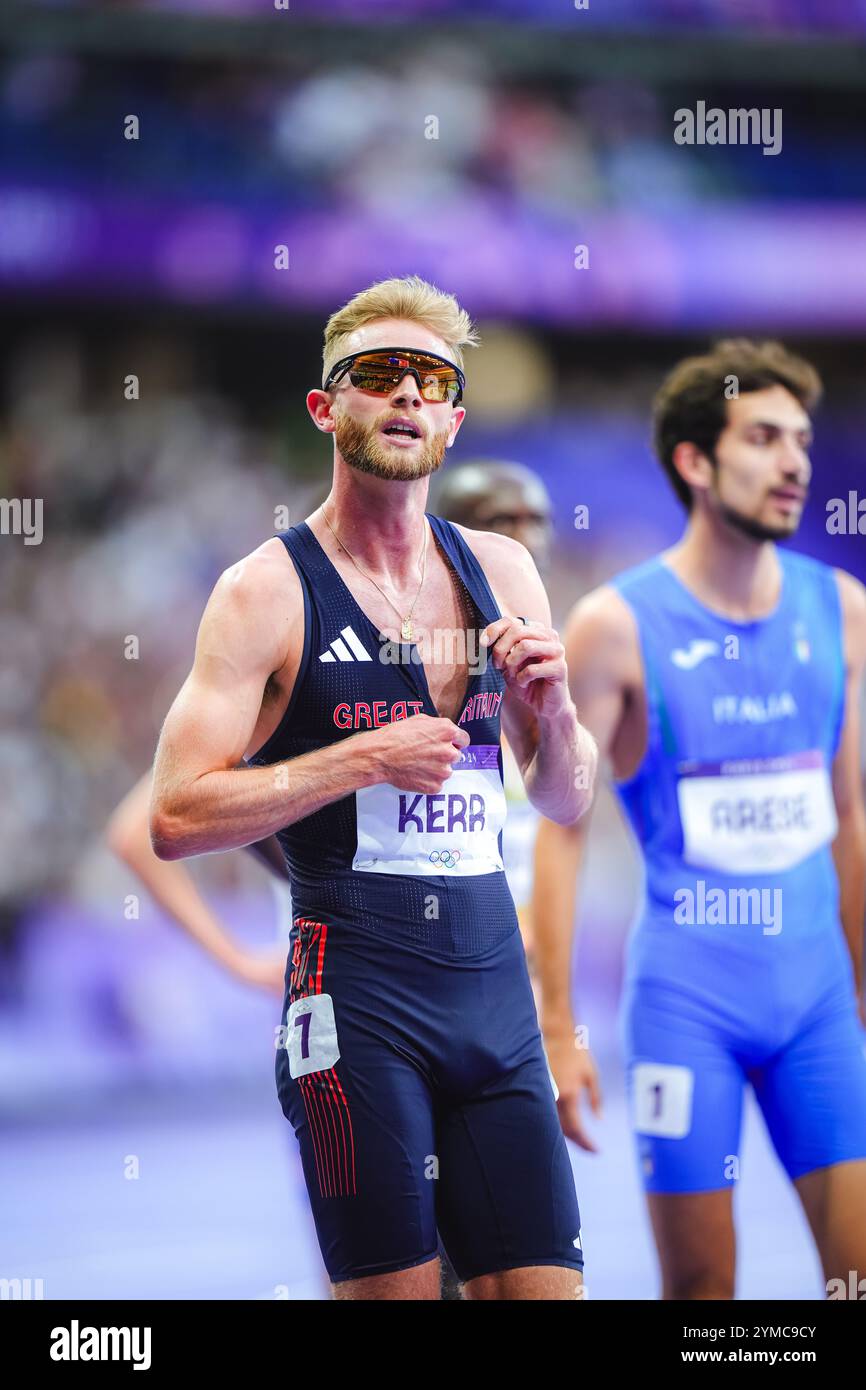 Josh Kerr participating in the 1500 meters at the Paris 2024 Olympic ...