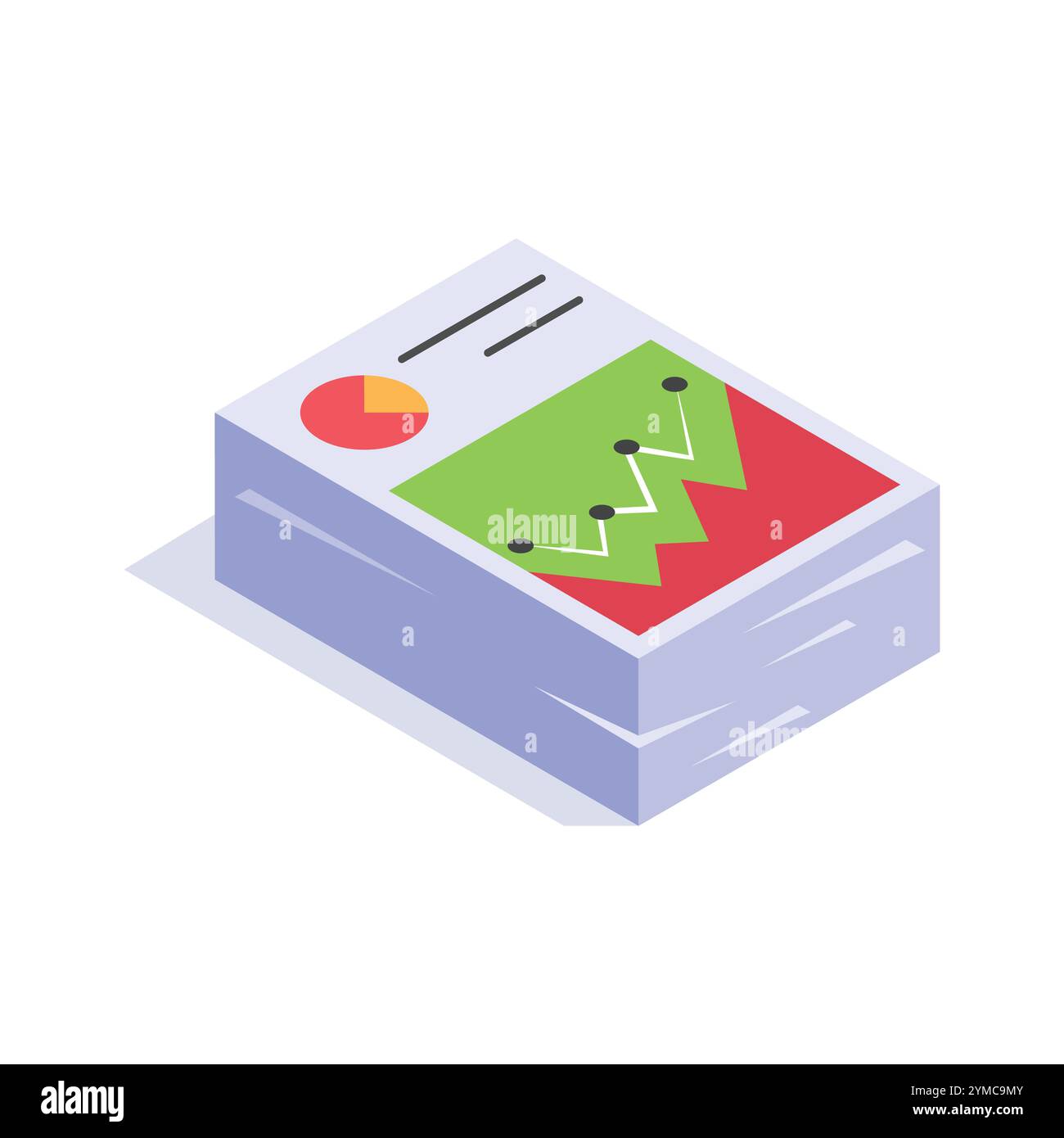 Isometric icon of a data report with charts and graphs for analysis Stock Vector Image & Art - Alamy