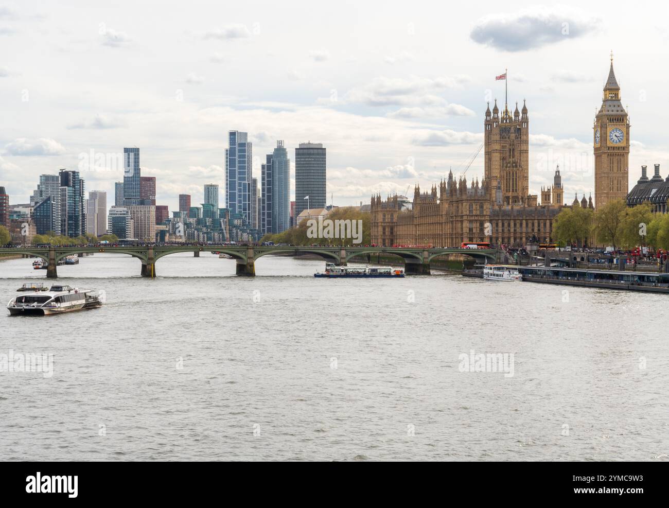 London, England, by the London River with Big Ben and other Historical ...
