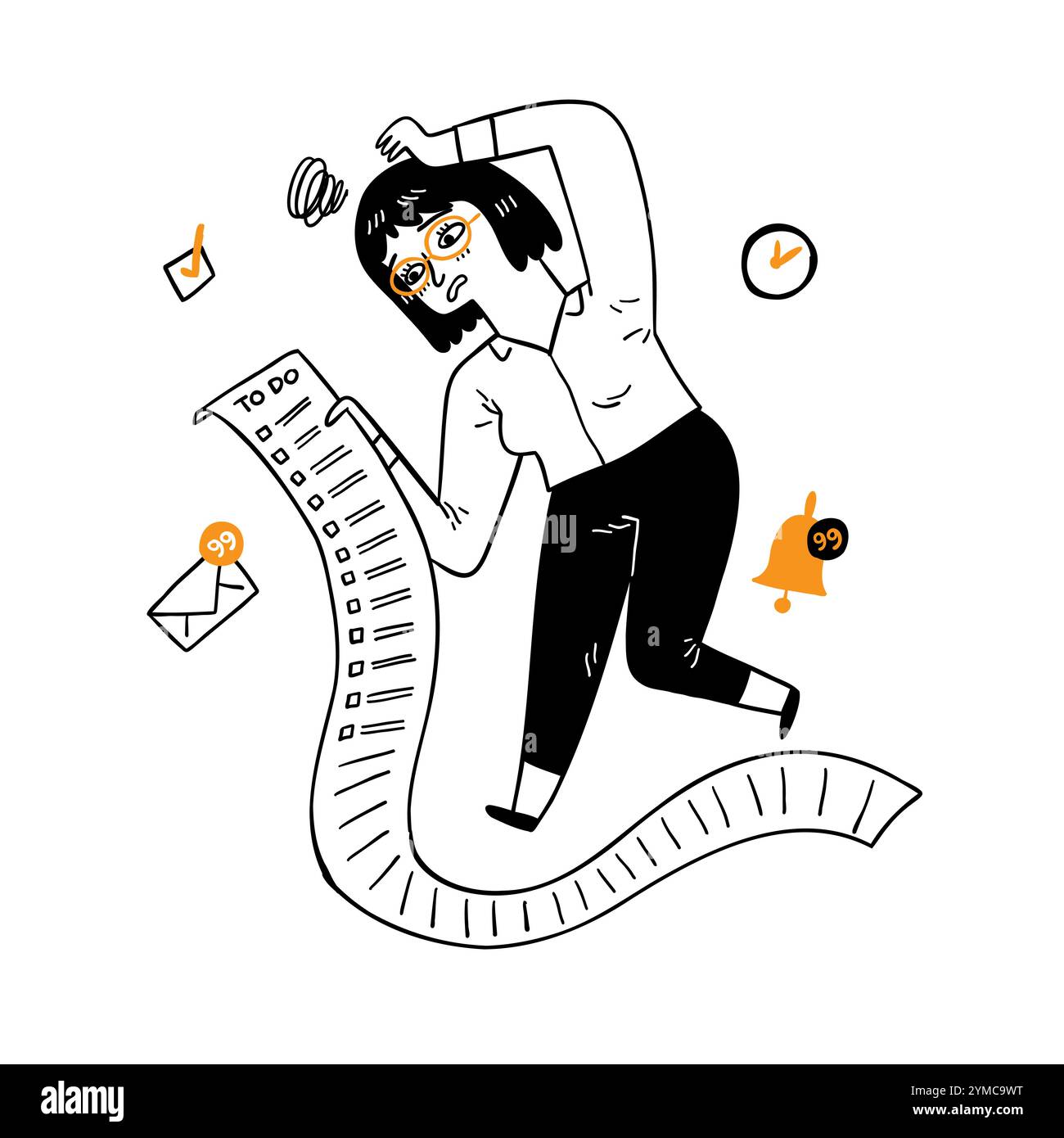 Portrait woman holding long to do list stressed out showing frustration ...